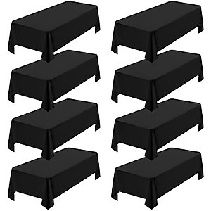 Showgeous 8 Pack Black Tablecloth 60 x 102 Inch, Rectangle Table Cloth for 6 Foot Table, Wrinkle Resistant Washable Polyester Table Cover for Wedding Dining Table Buffet Parties and Camping