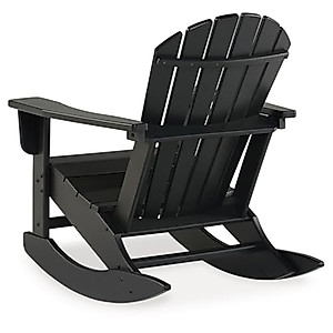 Signature Design by Ashley Sundown Treasure Cottage Weather Resistant Indoor/Outdoor Rocking Chair with 1 Cup Holder, Black
