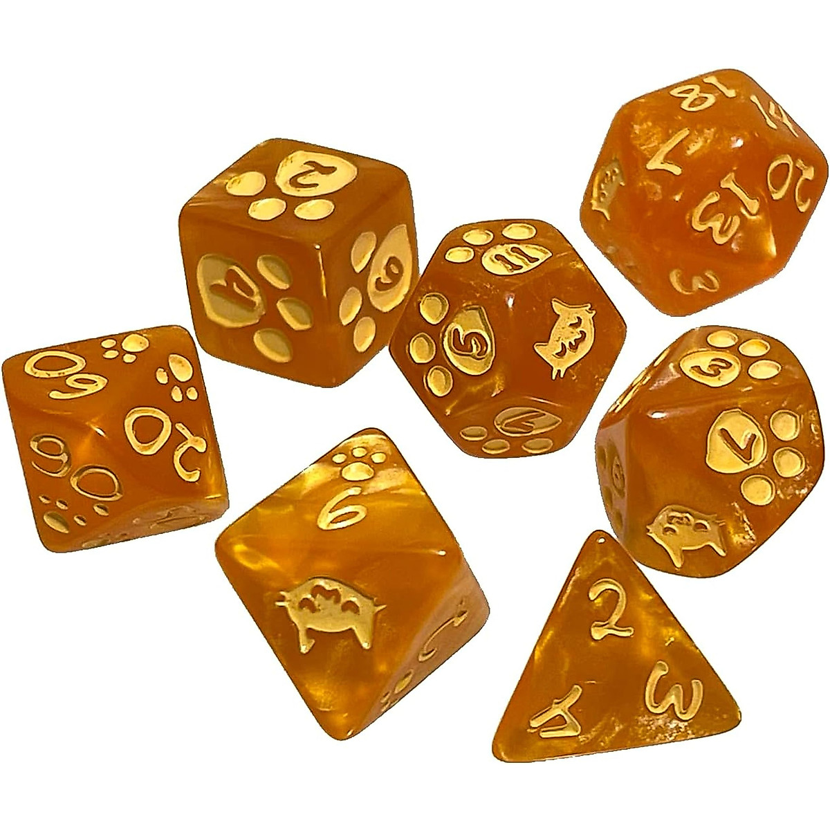 Steve Jackson Games Kitten Polyhedral Dice Set Orange