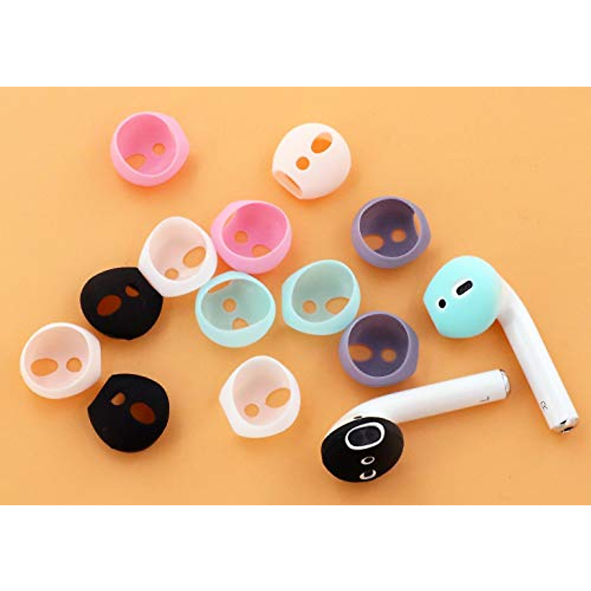 IiEXCEL [ Fit in Case ] 6 Pairs Thin Replacement Eartips Slim Gel Earbuds Ear Tips Skin Accessories Compatible with AirPods 1 and 2 [Fit in Charging Case] 6 Multicolor