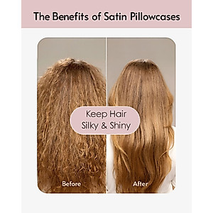 Yanideer Satin Pillowcase for Hair & Skin Travel Elastic Band Cooling Satin Pillowcases - Satin Pillow Case Cover Pillow Cases Standard Size Queen, Dark Grey