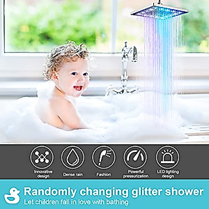 Shower Head, Contemporary LED Color Changing Overhead Rainfall Shower Head Chrome Finish Eco-Friendly Stainless Steel Body
