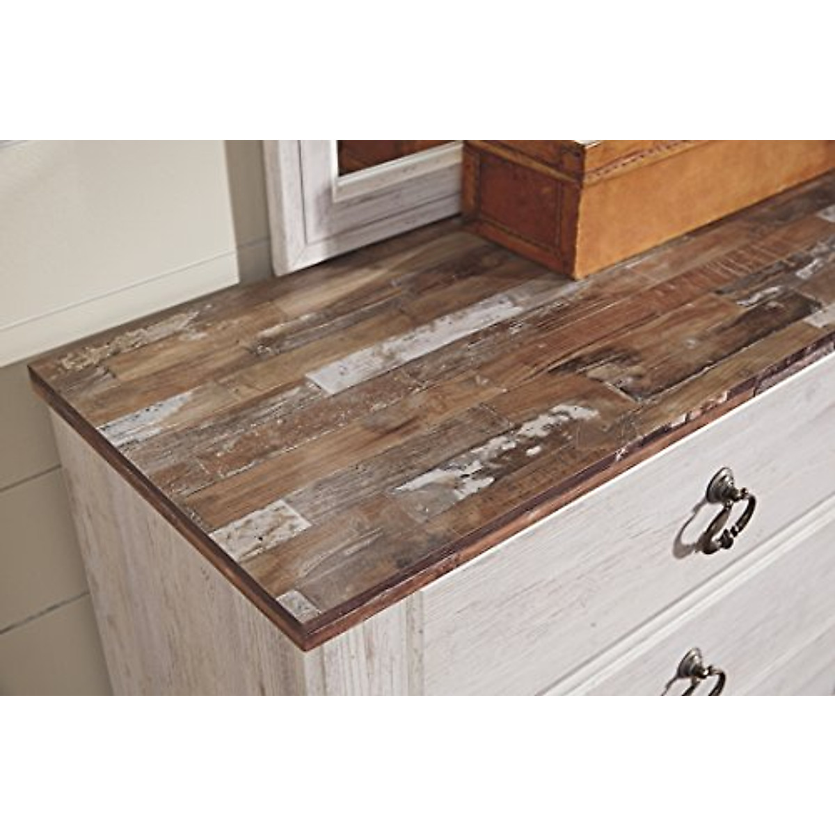 Signature Design by Ashley Willowton 5 Drawer Chest of Drawers, Two-tone Brown and Whitewash