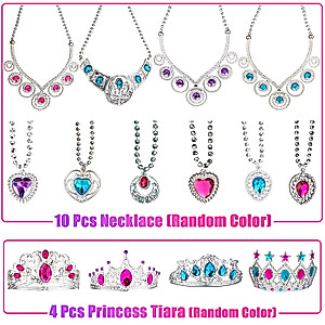 BeYumi 66 Pcs Princess Pretend Jewelry Toy, Girl’s Jewelry Dress Up Play Set with Crowns, Necklaces, Earrings, Rings, Wands, Bracelets, Pretend Play Jewelry Gift Set for Girls Birthday Party