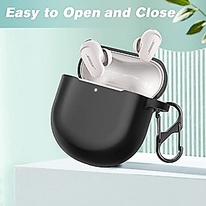 Fintie Case for Bose QuietComfort Ultra Earbuds Case (2023) / Bose QuietComfort Earbuds II (2022), Premium Silicone Shockproof Protective Skin Cover with Keychain [Front LED Visible], Black