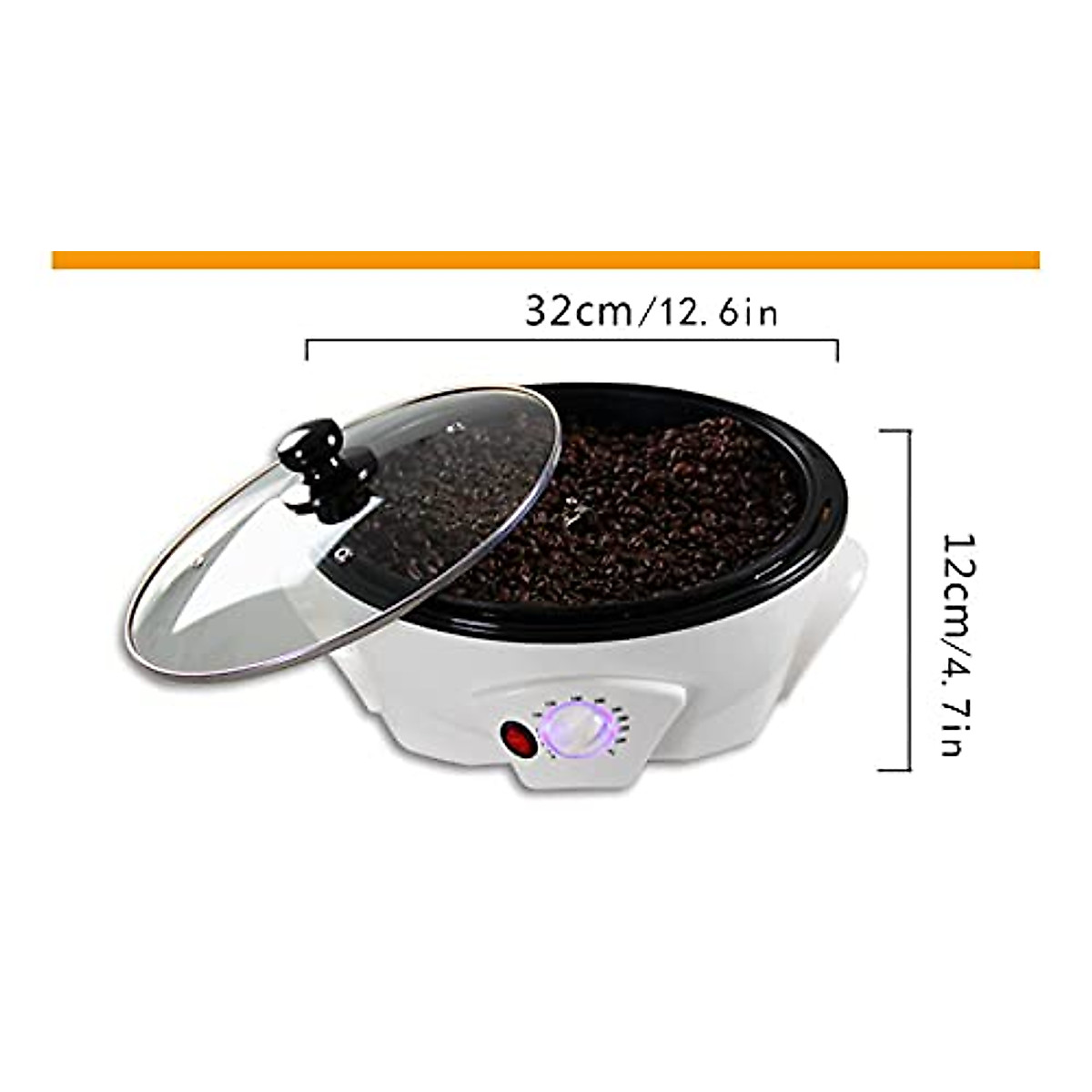 Electric Coffee Roaster Machine Coffee Bean Baker Roaster Coffee Roasting Machine Household 110V Peanut Nuts Home Coffee Roasting Machine 1200W (B-White)