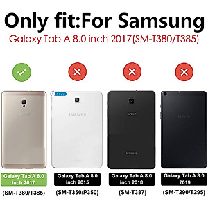 BRAECNstock for Samsung Galaxy Tab A 8.0 2017 Case (SM-T380/T385) Heavy Duty Shockproof Silicone Case with 360° Rotatable Stand&Hand Strap Shoulder Strap Galaxy Tab A SM-T380 Tablet Case Kids - Black