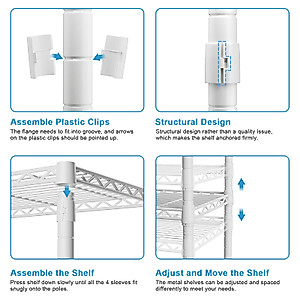 FUTASSI Metal Storage Rack, Storage Organizer Shelves for Kitchen, Bathroom, Living Room, Balcony and Garage, 5 Tiers Narrow Bookshelf, 21.2" W x 9.4" D x 59.2" H, Load 400lbs, White