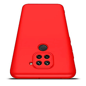 Asdsinfor Compatible with Xiaomi Redmi Note 9 Case 3 in 1 360 Degree Full Body Case Premium Slim Hard PC Plastic Anti-Scratch Bumper Compatible with Xiaomi Redmi 10X 4G 3 in 1 Red AD