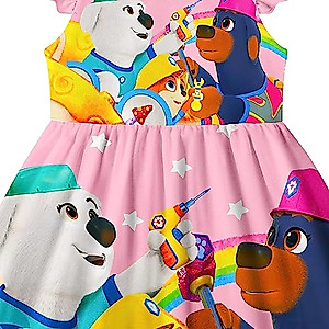 DYNLAB Cute Dog Dress Clothes Toys Doll Costume For Girls Toddler Casual Dress Cartoon Kids