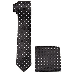 Stacy Adams Men's Satin Dot Tie Set, Black/White, One Size