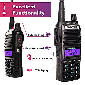 Mirkit Baofeng UV-82 MK5 8W Max Power 2024 Ham Radio VHF/UHF 144-148/420-450 mhz Two Way Radio with Baofeng Battery 2800 mAh - Tactical Radio & Mirkit Software for Walkie Talkies