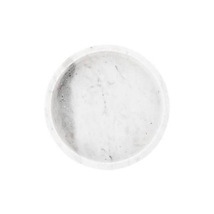 Creative Co-Op Minimalist Round Carved Marble Tray or Charcuterie Board, White