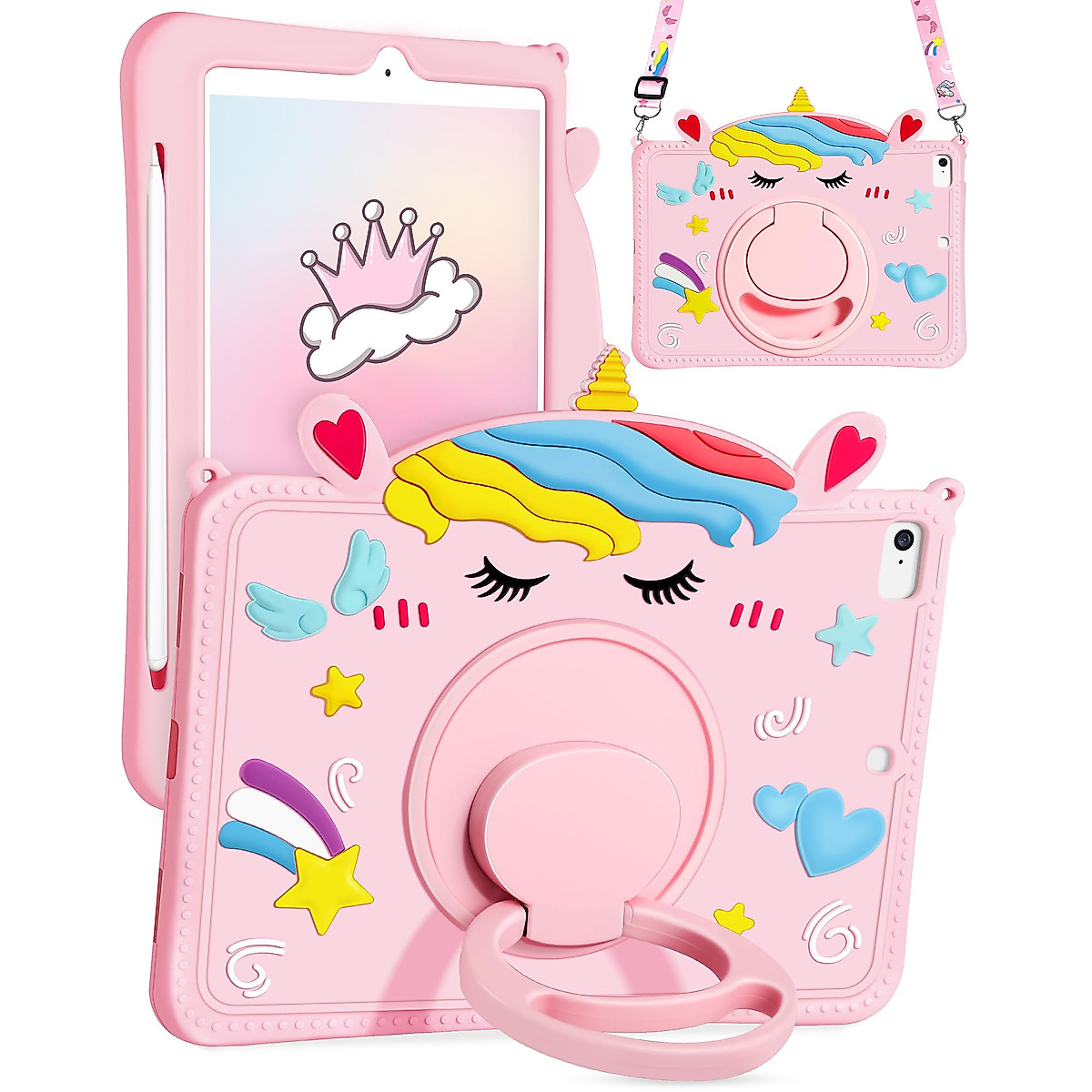 Gurgitat Girls Case for Apple iPad Mini 5/4/3/2/1-7.9 inch Cute Girly Cartoon Unicorn Cases for iPad Mini 5th/4th/3rd/2nd/1st Gen Cover with Pencil Holder Handle Stand Shoulder