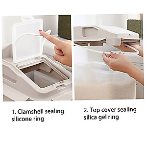 BVSPA Ingredient Storage Bin Container 10kg Rice Dry Food Sealed on Wheels with Lid Measuring Cup