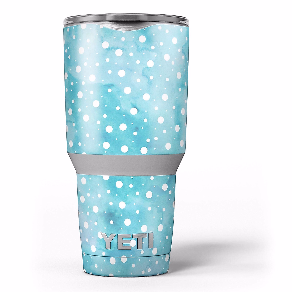 Design Skinz Light Blue and White Watercolor Polka Dots - Skin Decal Vinyl Wrap Kit Compatible with The Yeti Rambler Cooler Tumbler Cups