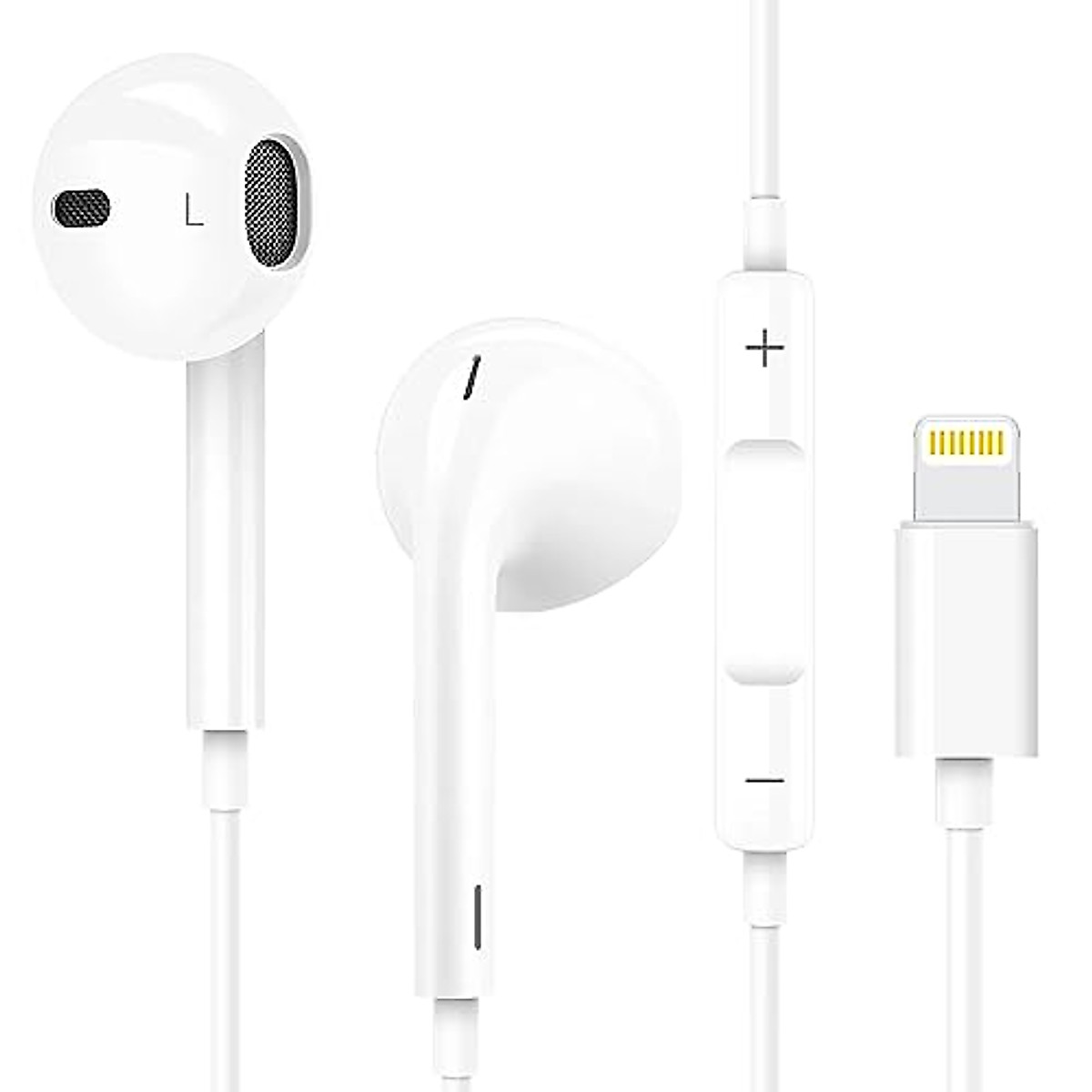 Apple Earbuds/Wired Earphones/iPhone Headphones with Lightning Connector[Apple MFi Certified] Built-in Microphone &Volume Control,Phone Calls,Compatible with iPhone 14/13/12/11, Support All iOS Syste
