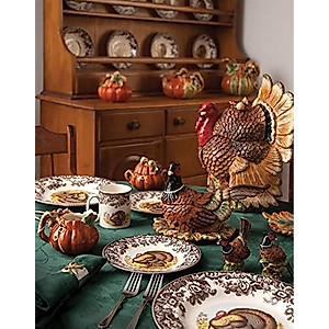 Spode Woodland 12" Round Serving Platter | Turkey Platter for Thanksgiving, Dinner Parties, and Events | Made from Fine Earthenware | Microwave and Dishwasher Safe