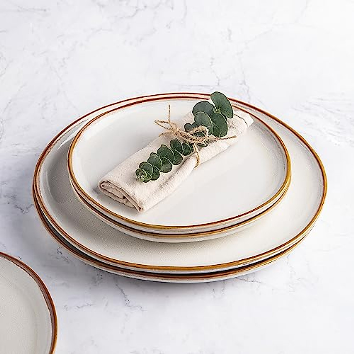 AmorArc Ceramic Dinnerware Sets,Handmade Reactive Glaze Plates and Bowls Set,Highly Chip and Crack Resistant | Dishwasher & Microwave Safe,Service for 4 (12pc)