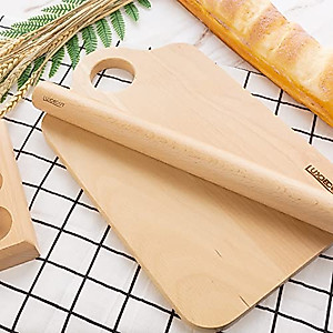 Luxdecor Wooden Rolling Pin for Baking Dowel Small Pizza Dough Roller Mini Kids 13 Inch by 1.24 Inch Non Stick Beech Wood Natural