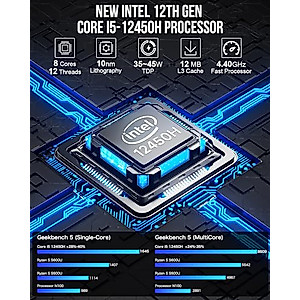 GMKtec Mini PC Intel i5-12450H(Turbo 4.4 GHz) 32GB DDR4 1TB M.2 NVMe SSD, Windows 11 Pro Mini Computers, USB 3.2, Type-C/WiFi 6, BT5.2, RJ45 2.5G/ 4K Triple Display Desktop PC