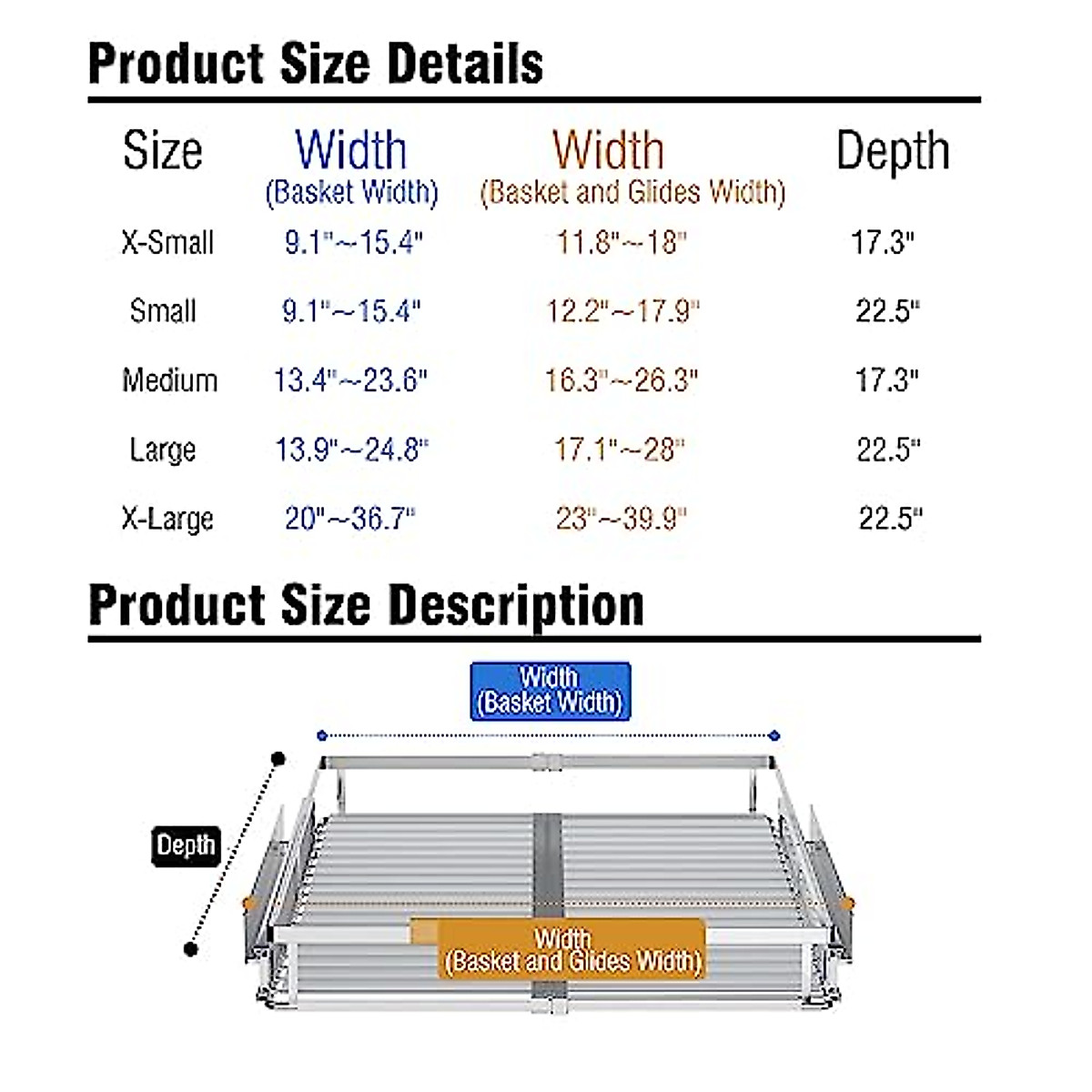 Expandable Pull Out Cabinet Organizer,17.1~28"W x 22.5"D Heavy Duty Slide Out Shelves Adjustable Hight Cabinet Pull Out Shelves,Expandable Width Spice Rack Organizer for Kitchen Cabinet
