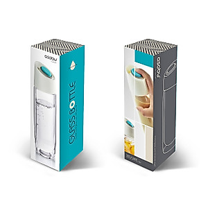 Asobu Simply Clear Insulated Glass Water Bottle/Travel Mug, 14-Ounce, Red