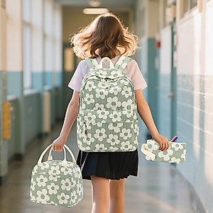 Bluboon School Backpack Teens Girls Boys Kids School Book Bags with Lunch Box Pencil Bag (White)