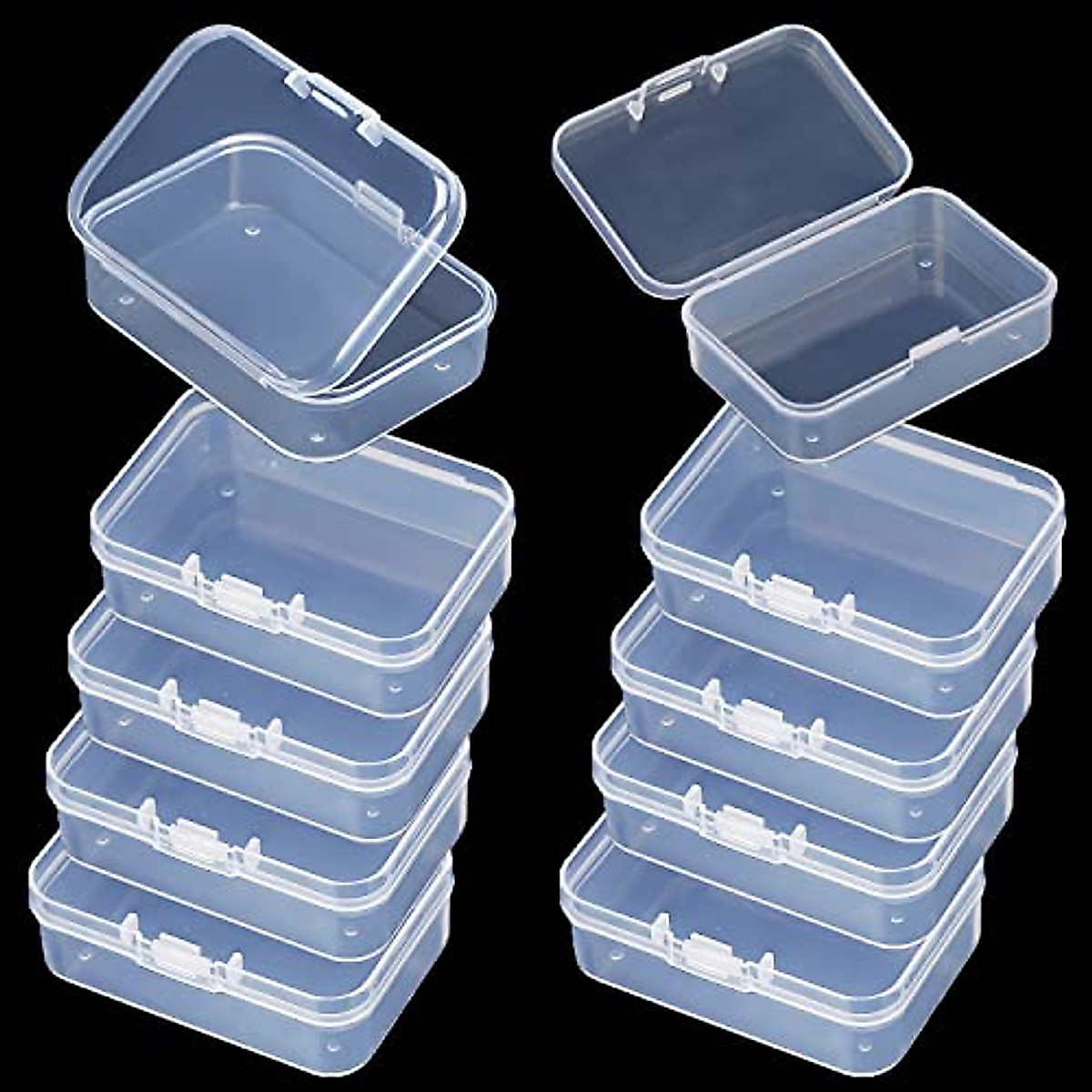 GBSTORE 10 pcs Small Clear Plastic Storage Box Mini Rectangle Bead Organizers Box Case Container for Jewelry Earplugs Crafts Nail Decoration Small Items