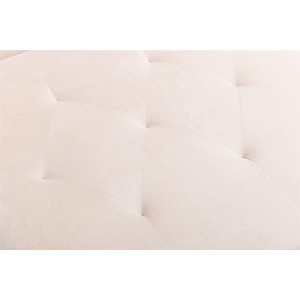 PHOYAL Velvet Chaise Lounges,Modern Tufted 2 in 1 Chaise Lounge Chair Indoor,Upholstered Sofa Recliner Lounge Chair with 3 Adjustable Angles, Convertible Sleeper Chair for Living Room Bedroom(Beige)