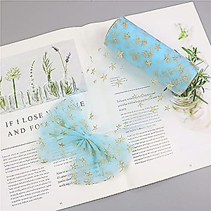 Yuanchuan Golden Star Glitter Tulle Rolls 6 inch x 10 Yards (30 feet) Blue Tulle Rolls Spool Fabric Tutu for DIY Skirts Wedding Gift Wrap Sewing Crafting Bow Bridal Decorations Birthday Party (Blue)