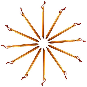 12 Pack Tent Stakes, 7075 Ground Metal Camping Aluminum Tent Pegs, Lightweight Tent Stakes Heavy Duty Spikes Camping Accessories, Orange