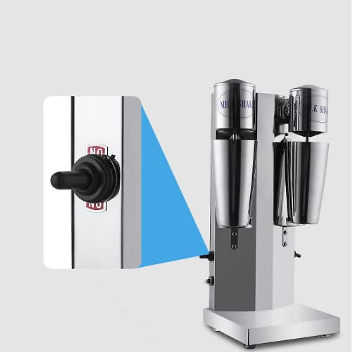 INTBUYING Milkshake Mixer Milk Mixer Commercial Double Heads Mixer Drink Milk Shaker 180W+180W with 2 Stainless Steel Cups 800ML/Cups , 2 Speed Adjustable