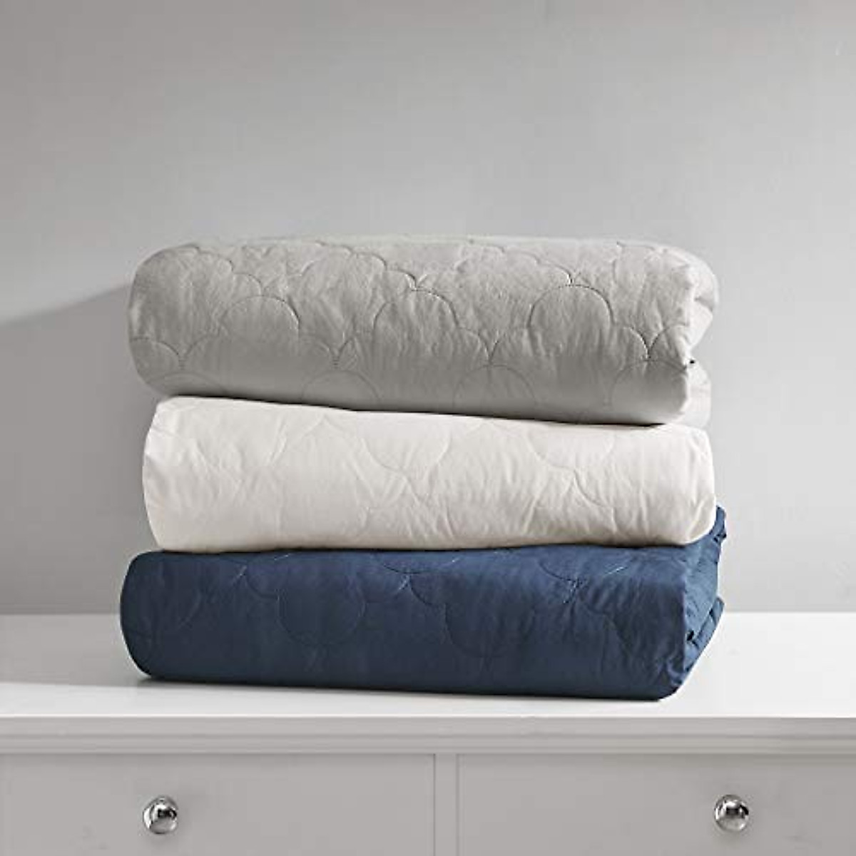 Beautyrest Deluxe Weighted Adult, Ogee Quilted 100% Cotton, Glass Beads Filling, and Removable Cover Calming Heavy Blankets, 60" x 70"-12Lbs, White