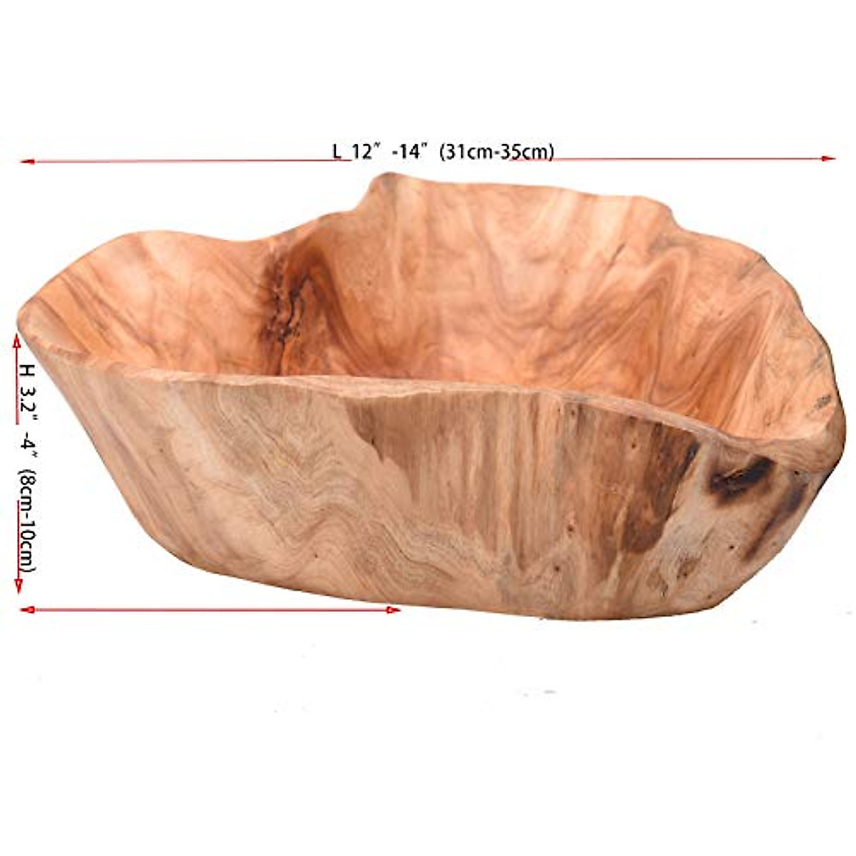 Wood bowl(12"-14"),Handmade Natural Root Carving Bowl Fruit Salad Bowl Creative Wooden Bowl