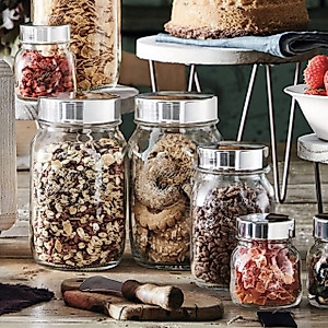 Bormioli Rocco Quattro Stagioni Jar with Stainless Steel Lid, Set of 12, 5 oz, Clear