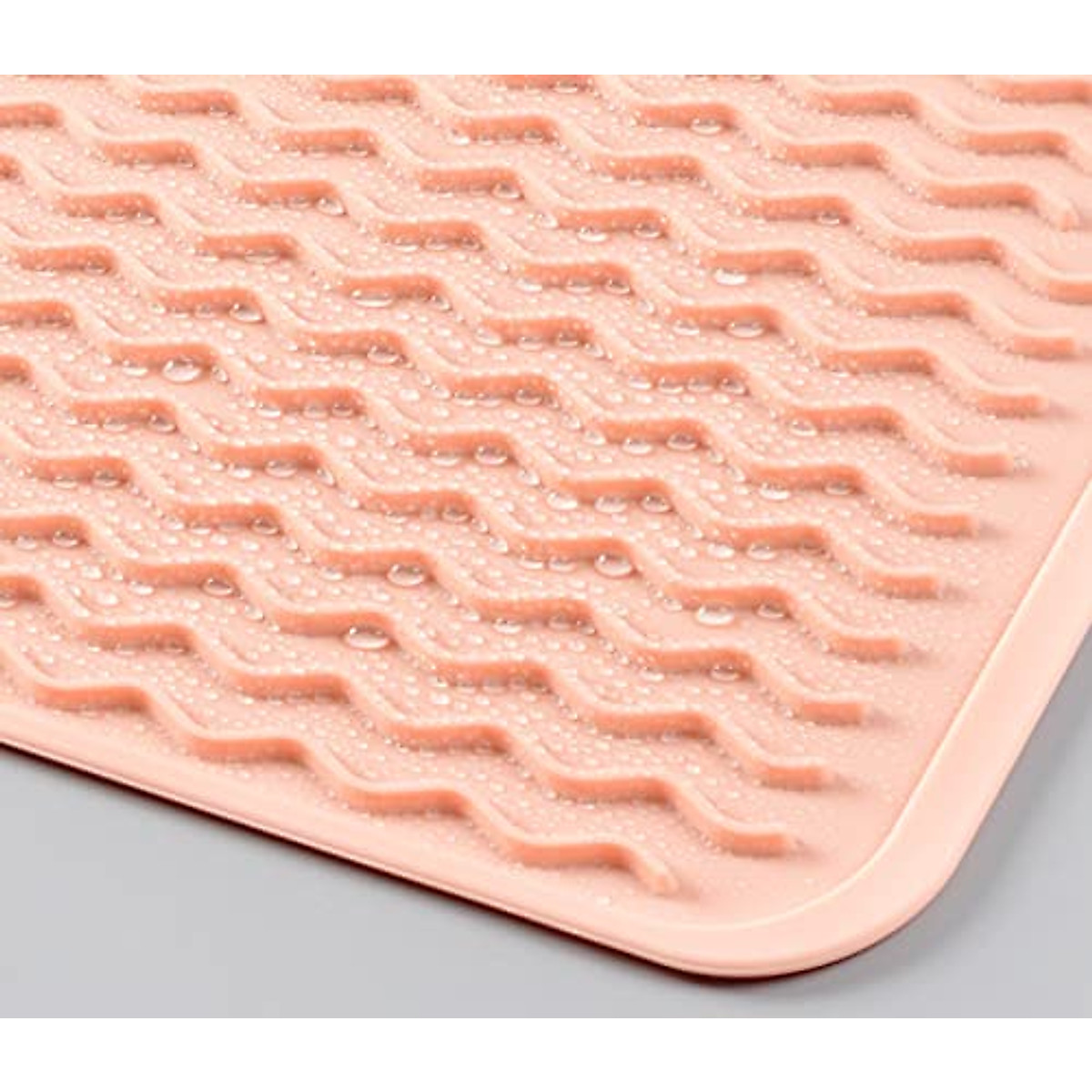 Silicone Heat Resistant Drain Pad Dish Draining Mat Non Slip Drying Pad Dry Fast Sink drying mat for Kitchen Black Grey Pink Red (Pink)