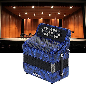 22 Key 8 Bass Accordion, Accordian Professional Kids Accordion Toy Accordion Button Accordian for Kids Adults Beginners Students for Performance Banquet, Party(Navy blue, blue)