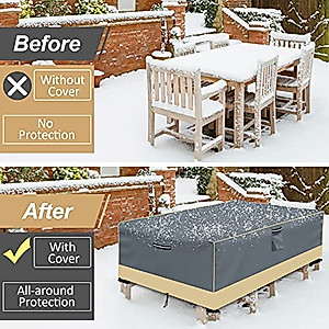 Patio Furniture Covers Waterproof & Heavy Duty 74 Inch, 600D Oxford Cloth Outdoor Patio Table Cover, 74" L x 47" W x 28" H Rectangular Patio Covers for Outdoor Furniture & Dining Table and Chairs Set