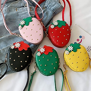 Amosfun Strawberry Shape Shoulder Mini Bag Novelty Cute Handbag Clutch Fruit Shaped Wallet Strawberry Coin Purse Crossbody Bag for Women Girl