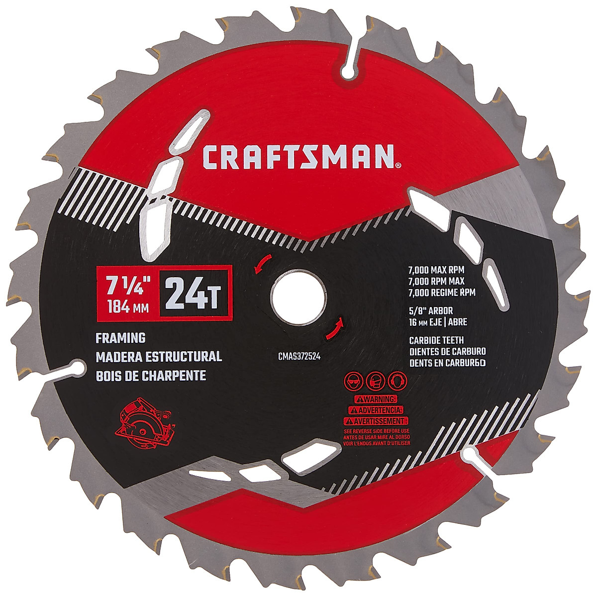 CRAFTSMAN CMAS3725243 3 Pack 7-1/4-In 24-Tooth Carbide Circular Saw Blade