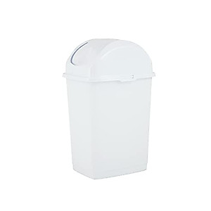 Superio Kitchen Trash Can with Swing Top Lid White, 13 Gallon (2 Pack) Slim Waste Bin Durable Plastic, Fit Small Spaces , Office, Bathroom, Under Counter