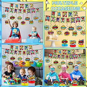 27pcs Super Theme Party Decorations Set Hero Birthday Banner Hanging Swirls and Honeycomb Centerpieces Fun Hero Theme Party Decor for Boys Girls Kids Baby Shower Party Supplies Favor