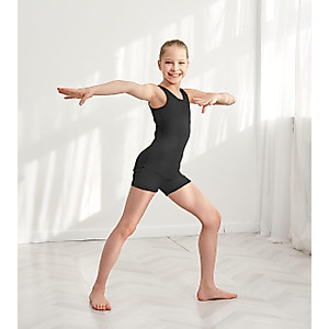 KSK KAISHEK 2 Pack Girls Gymnastics Outfit with Shorts and O Neck, Soft Dance Unitards 8-9 Years Black and Rose