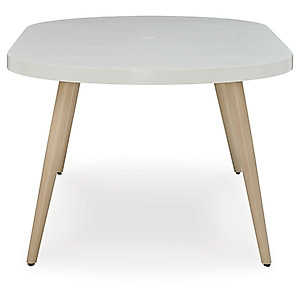 Signiture Design by Ashley Seton Creek Outdoor Dining Table, 80" W x 42" D x 29" H, White & Light Brown