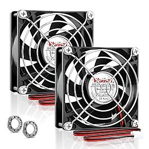 Wathai 80mm x 25mm 12 Volt Fans DC Brushless Cooling Fan 12V Dual Ball 2Pin for DIY Small Project Cooler 2 Pack