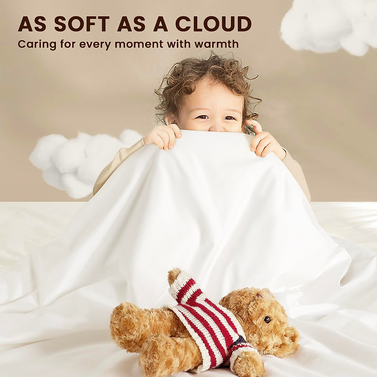 LBRO2M 100% Egyptian Cotton 1000 Thread Count Sheets Set Queen Size,Bed Sheet 4 Piece Sets,16 inches Deep Pocket,All Season,Bedding Super Soft Comforterble,White