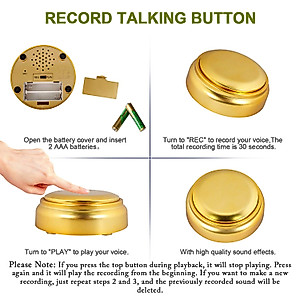 Recordable Buttons | Pet Talking Button | Custom Sound Button | Easy Button for Dog or Cat Communication | Game Buzzer for Home Office Gifts (Including Batteries)
