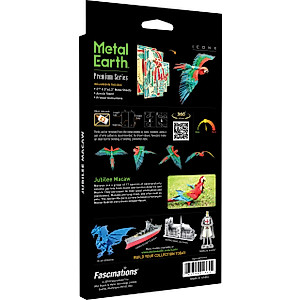 Metal Earth Fascinations Premium Series Jubilee Macaw Parrot 3D Metal Model Kit Bundle with Tweezers