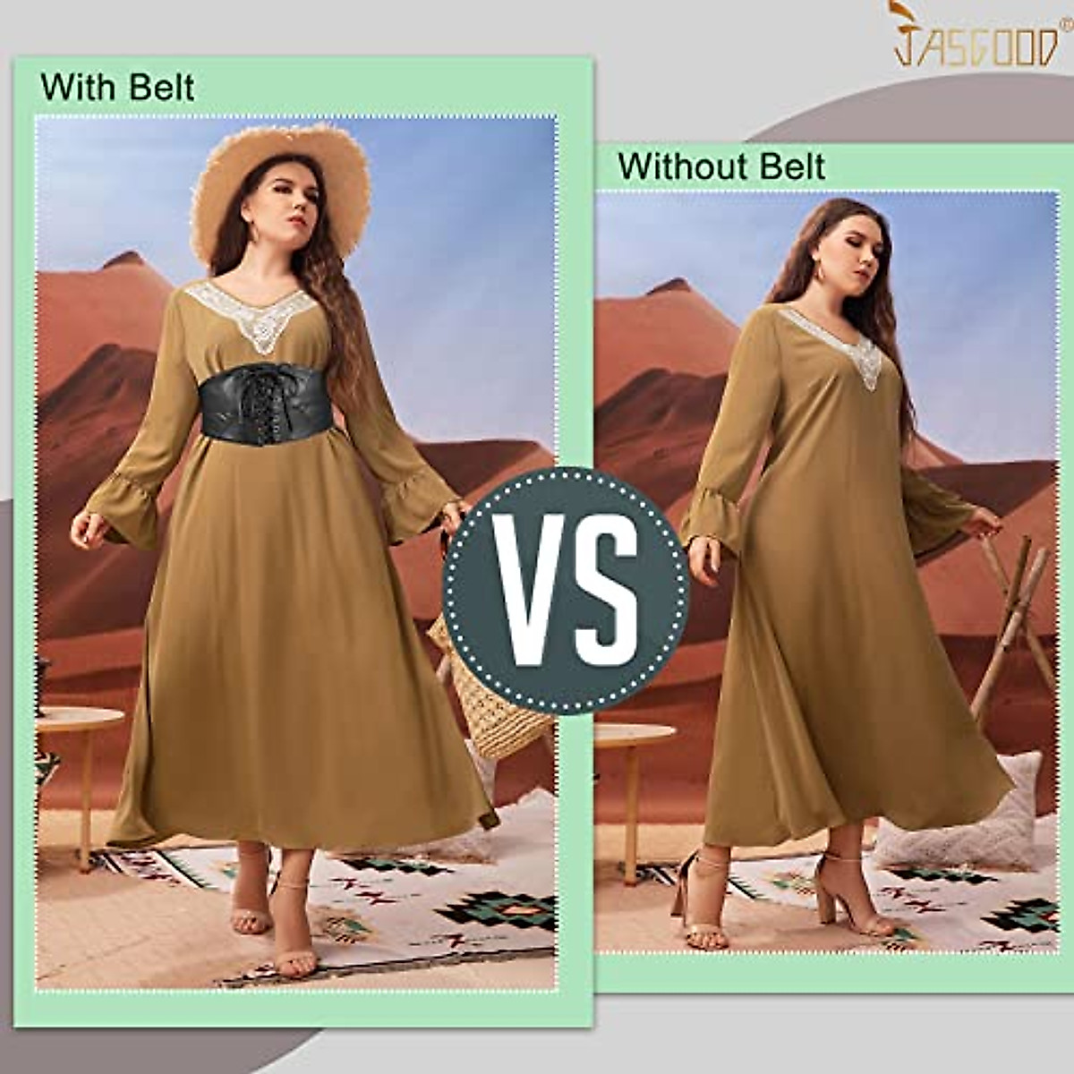 JASGOOD Women Corset Waist Belt Elastic Tied Waspie Belt Wide Lace-up Costume Belt for Dresses(Black, Fit waist size 33''-36'')